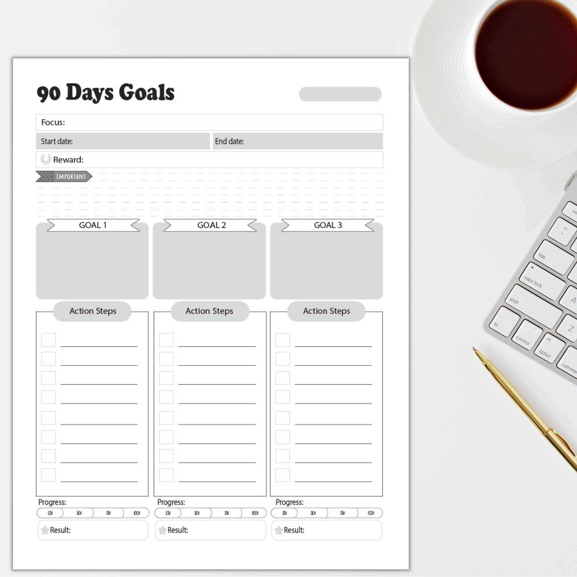 90 Day Goal Tracker, Habit Tracker, Letter Sized, Digital Download ...