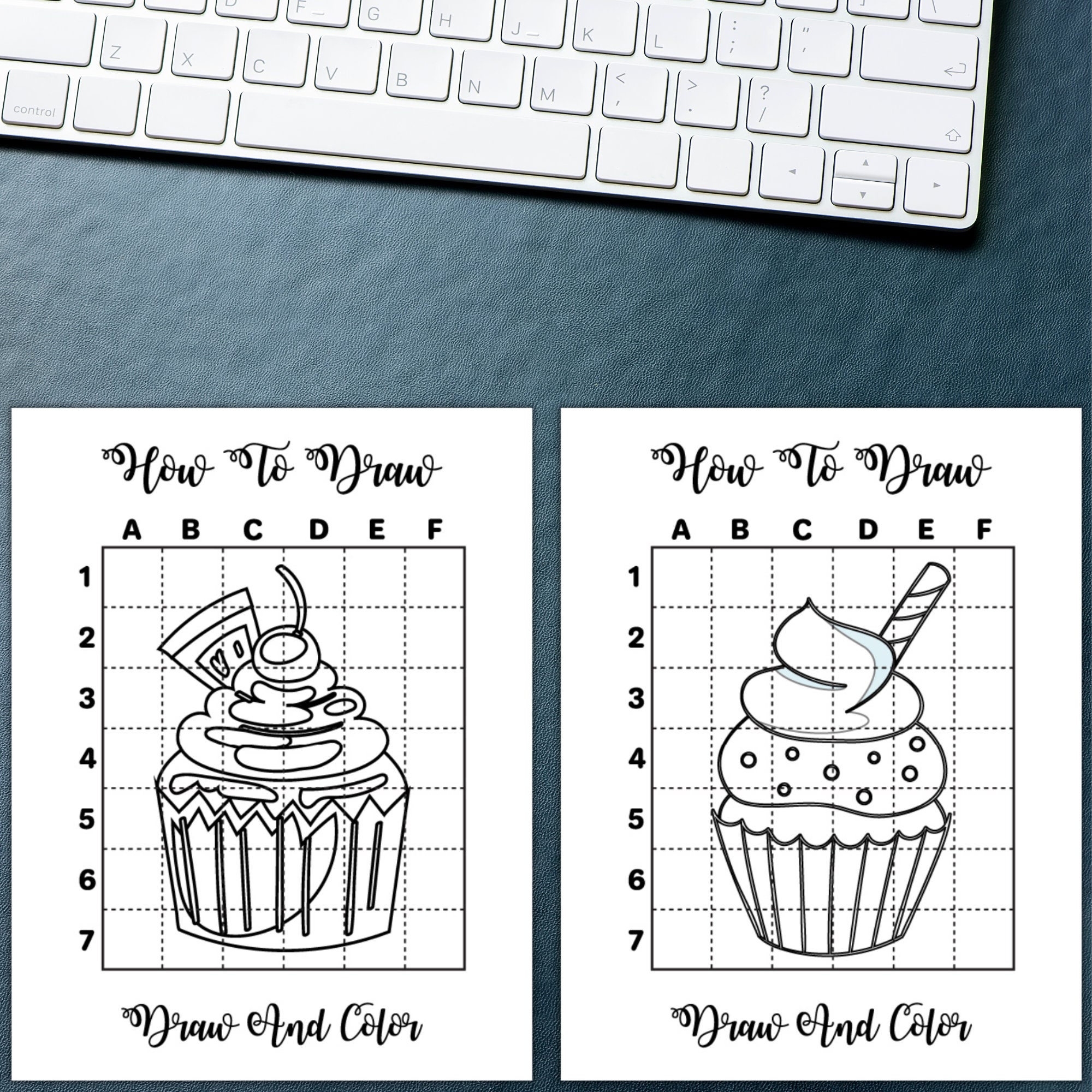 How to Draw Cupcakes Grid Drawing 20 Page Adult Coloring - Etsy