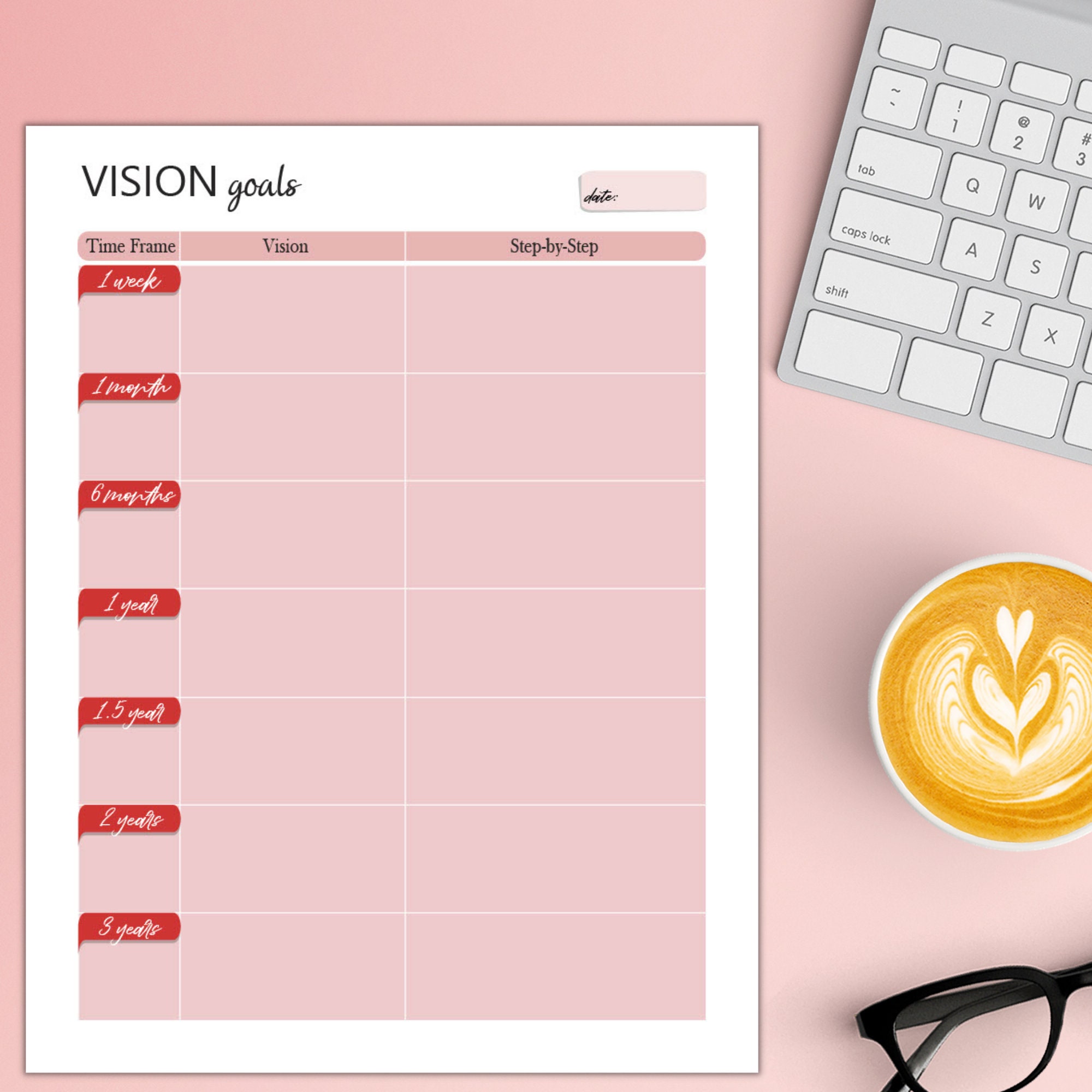 Long Term Goals, Vision Goal Setting, Letter Sized, Digital Download ...