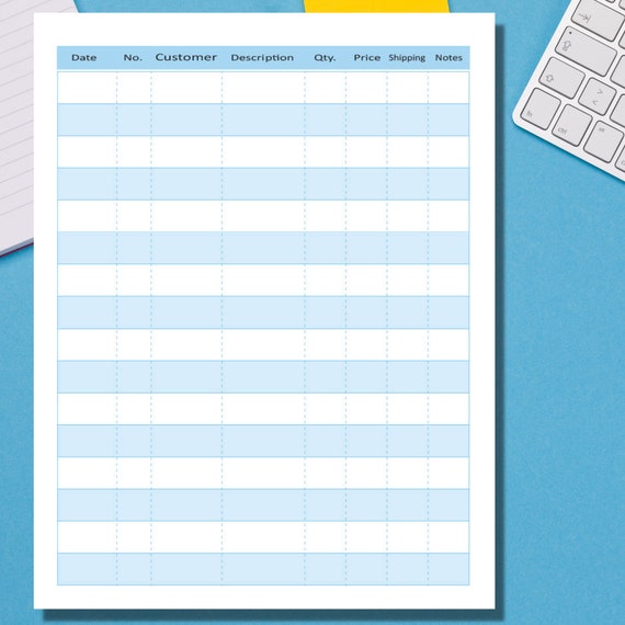 Letter Sized Sales Order Log Book 3 Colors Digital Download Print At ...