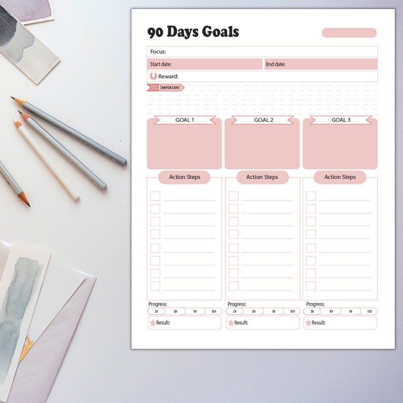 90 Day Goal Tracker, Habit Tracker, Letter Sized, Digital Download ...