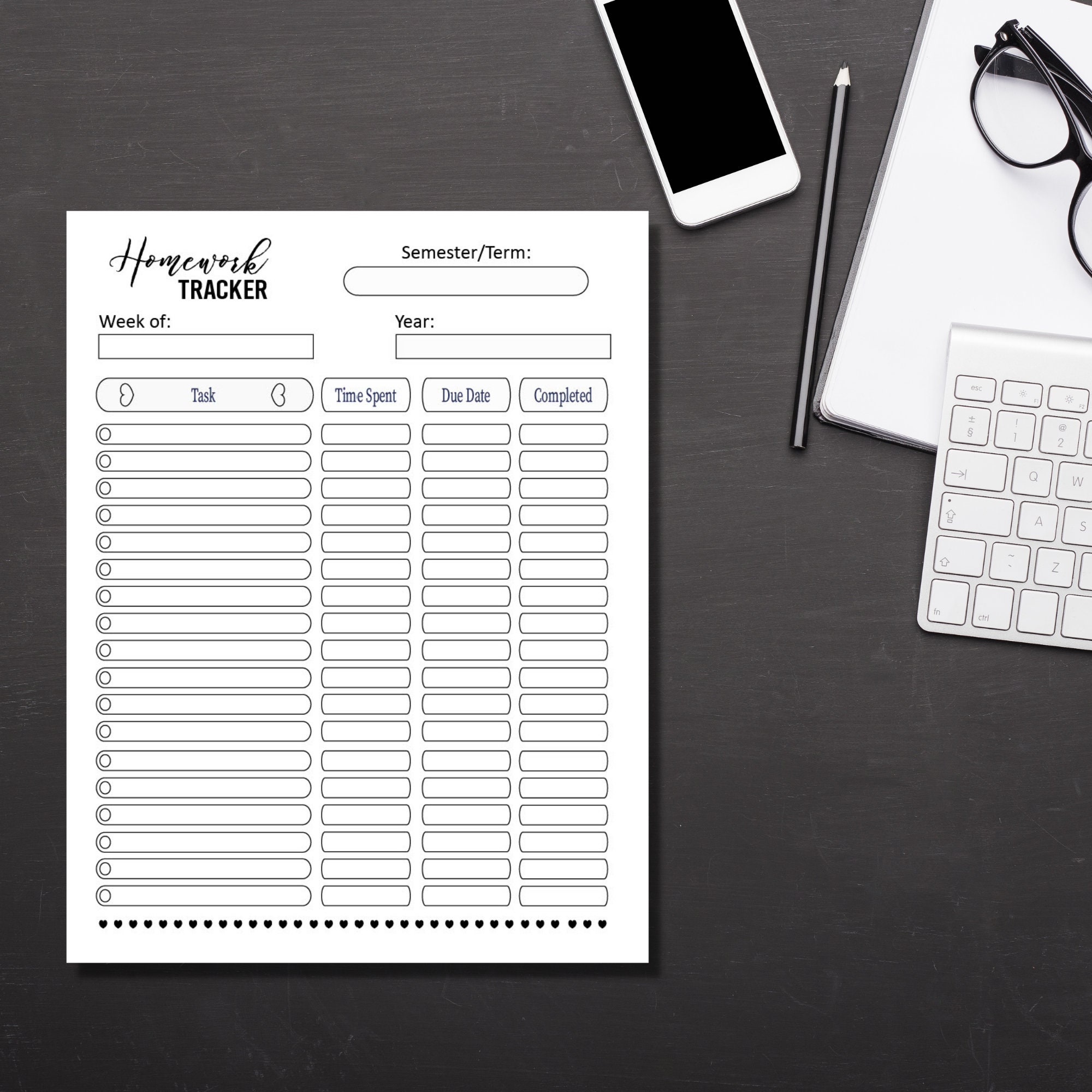 Homework Tracker, Assignment Tracker, Letter Sized, 6 Colors, Digital ...