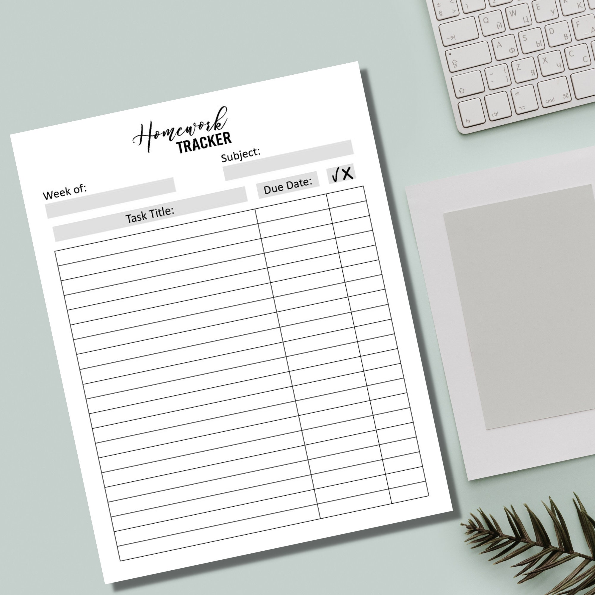 Homework Tracker, Assignment Tracker, Letter Sized, 6 Colors, Digital ...