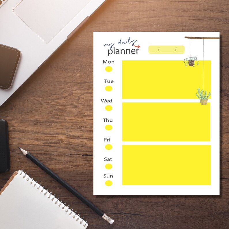 Daily Planner, Letter Sized, 5 Colors, Digital Download, Print at Home ...
