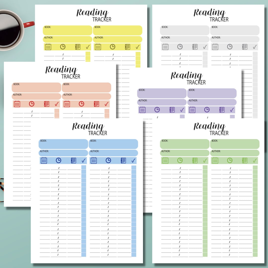 Reading Tracker Letter Sized 6 Colors Digital Download - Etsy