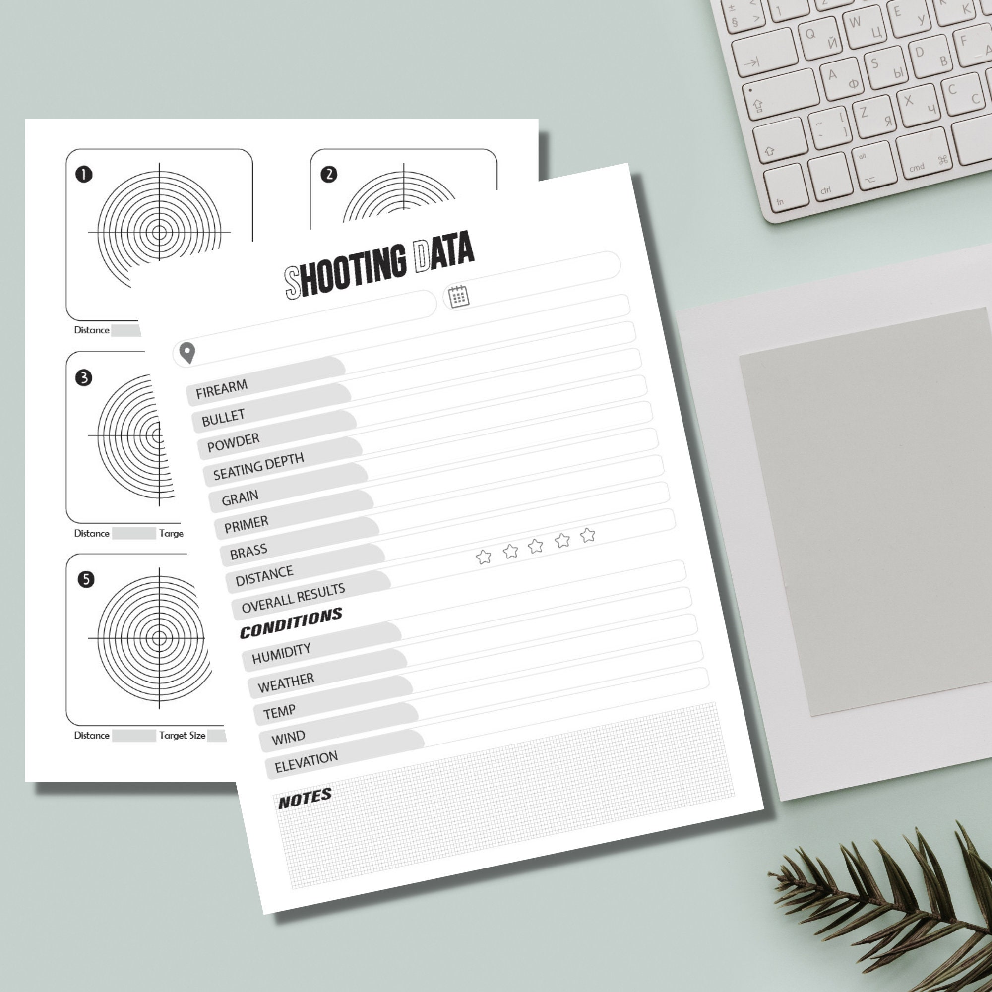 Shooting Range Data Log, Letter Sized, 3 Colors, 6 Pages, Digital ...