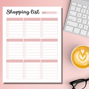 Grocery Shopping List, Letter Sized, 4 Colors, Digital Download, Print ...