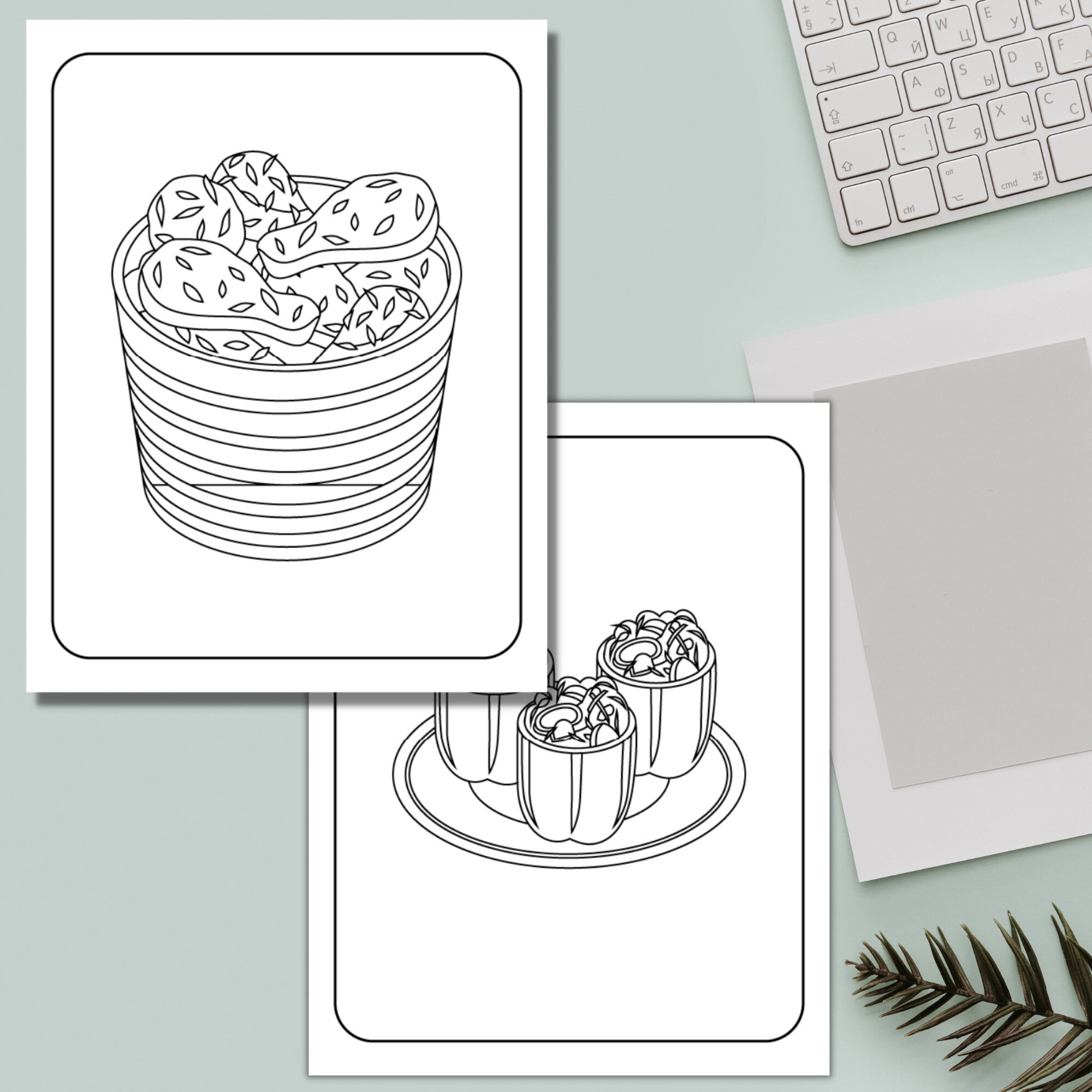 Food & Drink Coloring Pages 20 Page Adult Coloring Book - Etsy