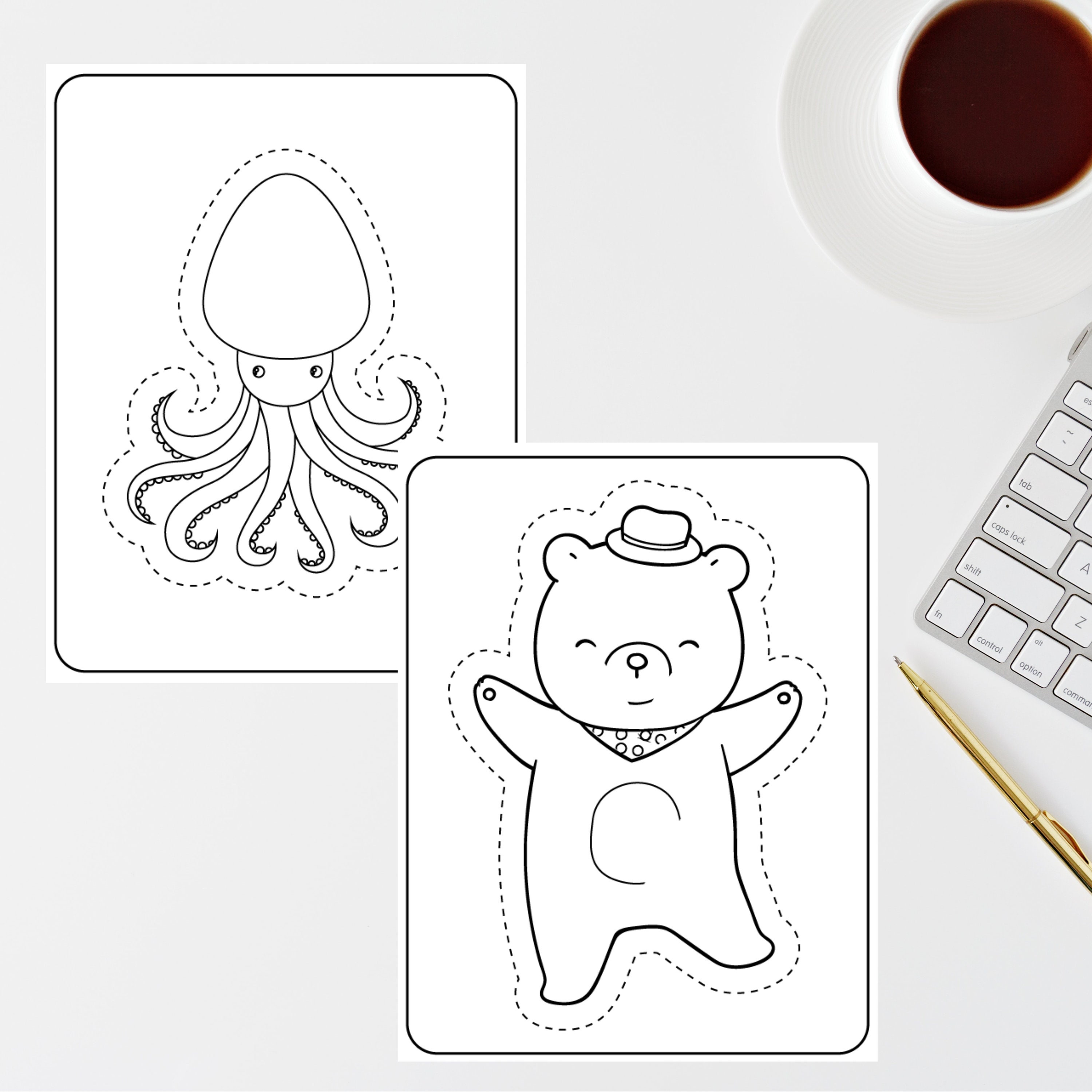Animal Coloring Pages & Scissors Skills 50 Pack - Etsy
