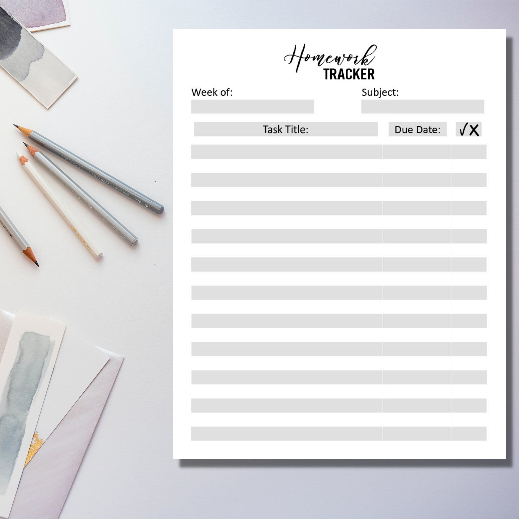 Homework Tracker, Assignment Tracker, Letter Sized, 6 Colors, Digital ...