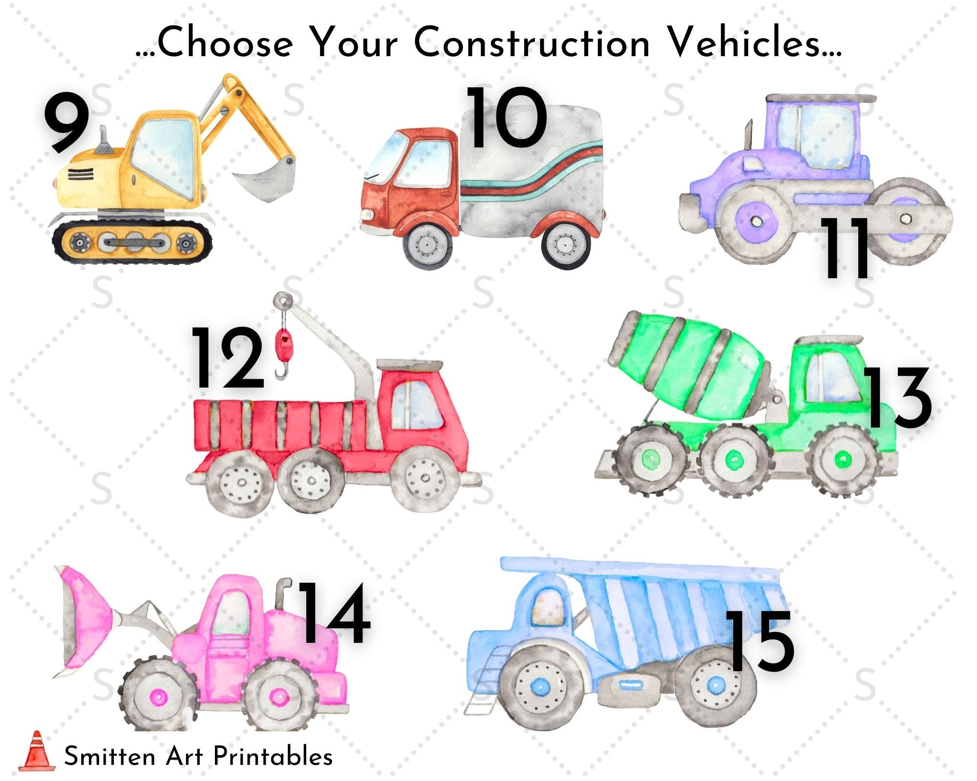 Construction Vehicle Name Sign, Personalised Boy Name Sign, Nursery Art ...