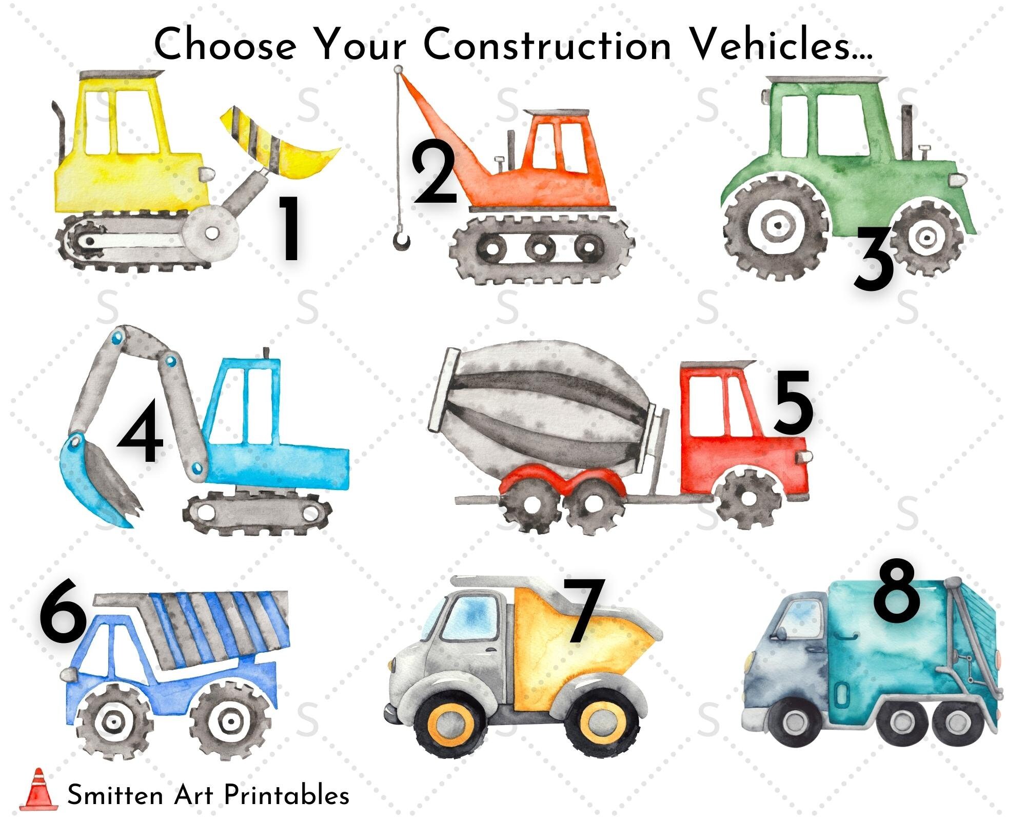 Construction Vehicle Name Sign, Personalised Boy Name Sign, Nursery Art ...