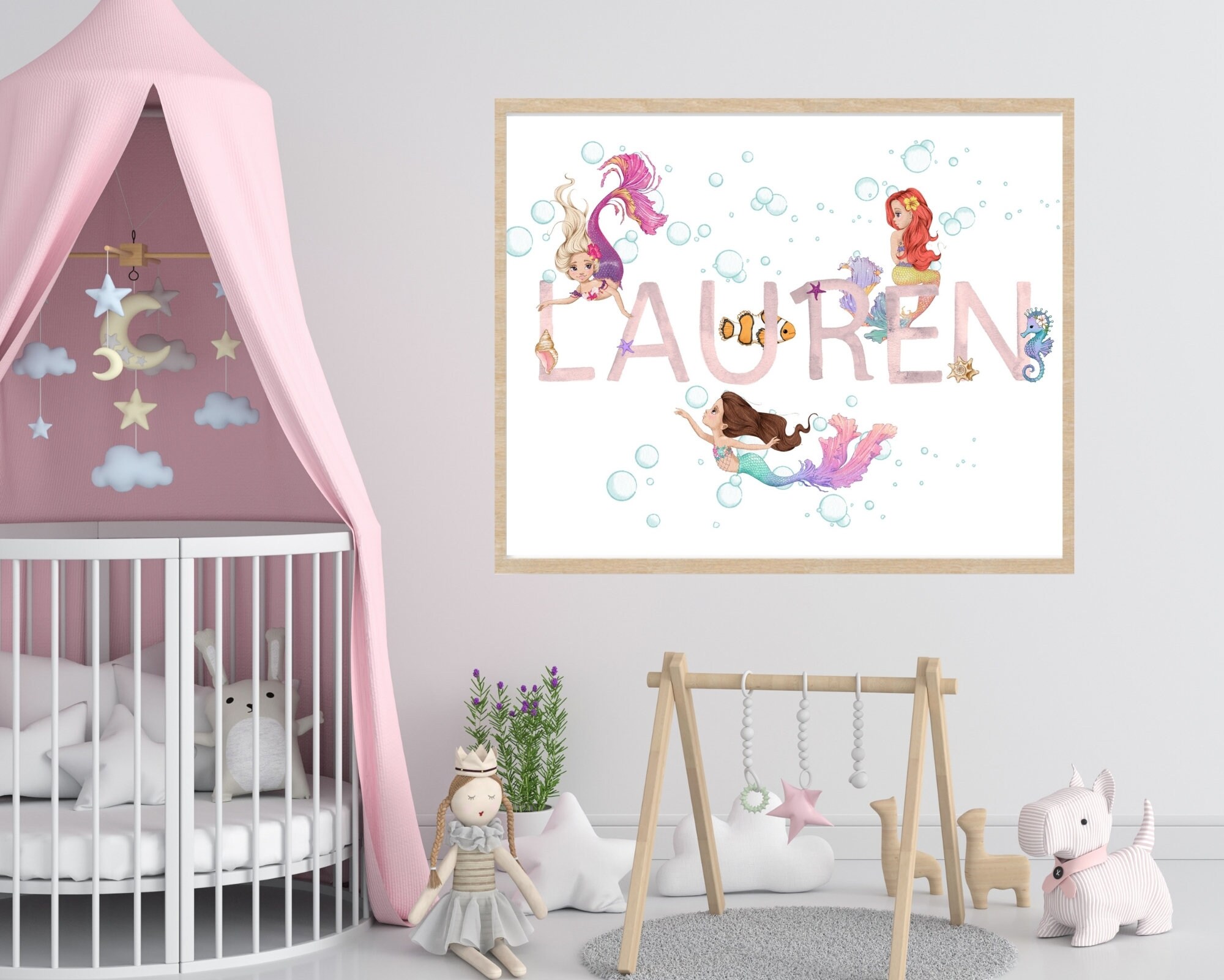 Mermaid Name Sign Printable Baby Girl Name Sign Mermaid | Etsy