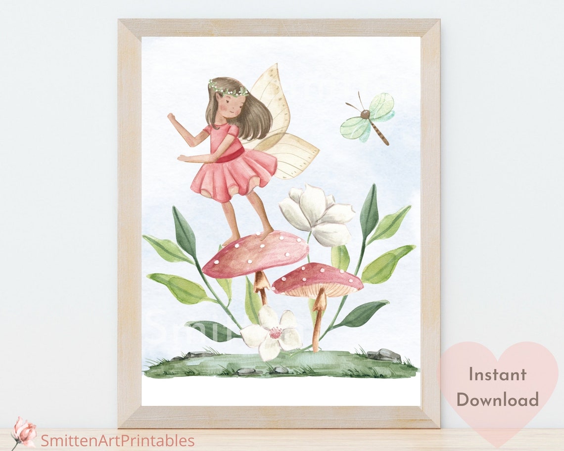 Fairy Garden Wall Art Set of 4 Watercolor Fairy Garden | Etsy