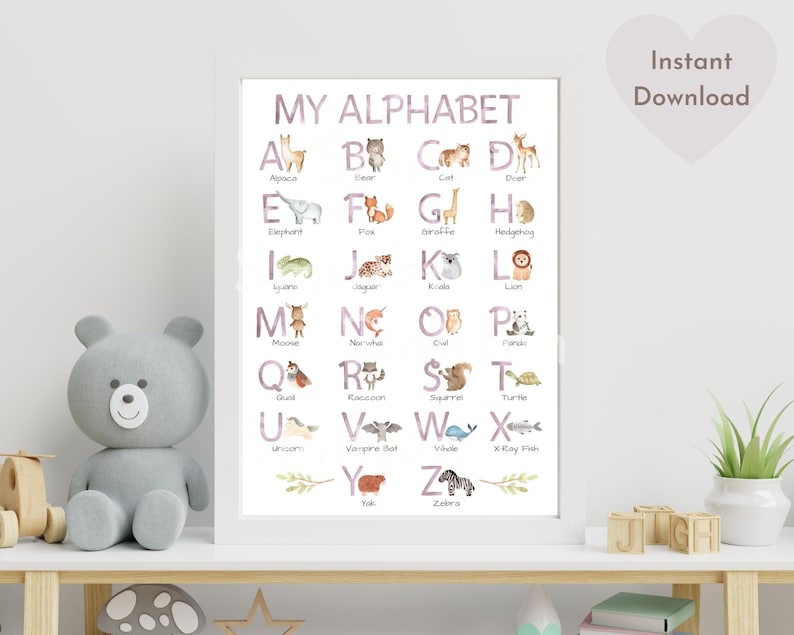 Animal Alphabet Poster Educational Poster ABC Print | Etsy