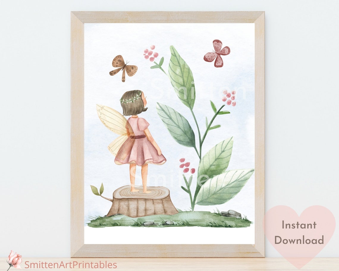 Fairy Garden Wall Art Set of 4 Watercolor Fairy Garden | Etsy