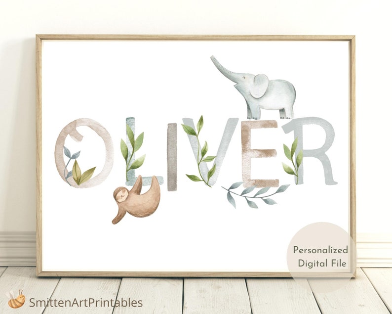 Printable Baby Boy Name Sign, Custom Nursery Decor, Baby Name Print ...