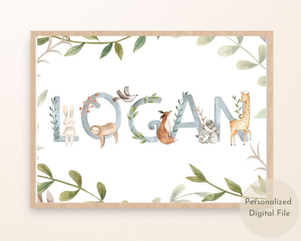 Printable Baby Boy Name Sign Custom Nursery Decor Baby Name - Etsy