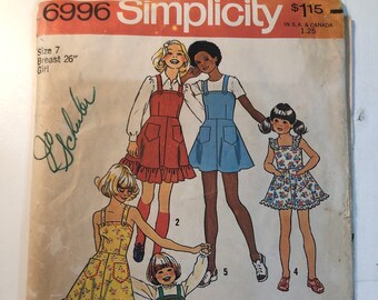 Simplicity 6996 Vintage Pattern Girls Dress in Two Lengths Size 2 - Etsy