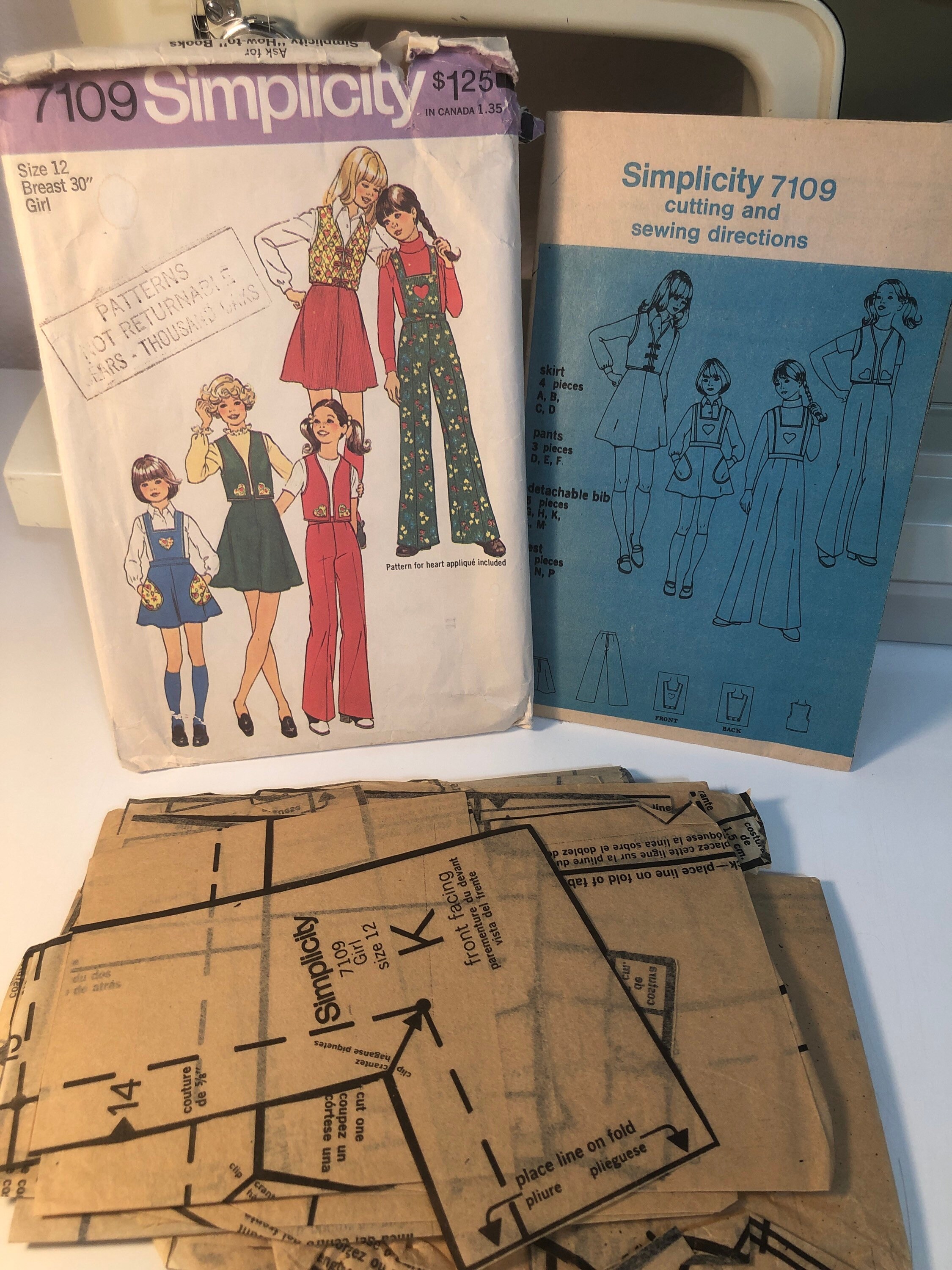 Simplicity Vintage Sewing Pattern, Simplicity Pattern 7109, Size 12 ...