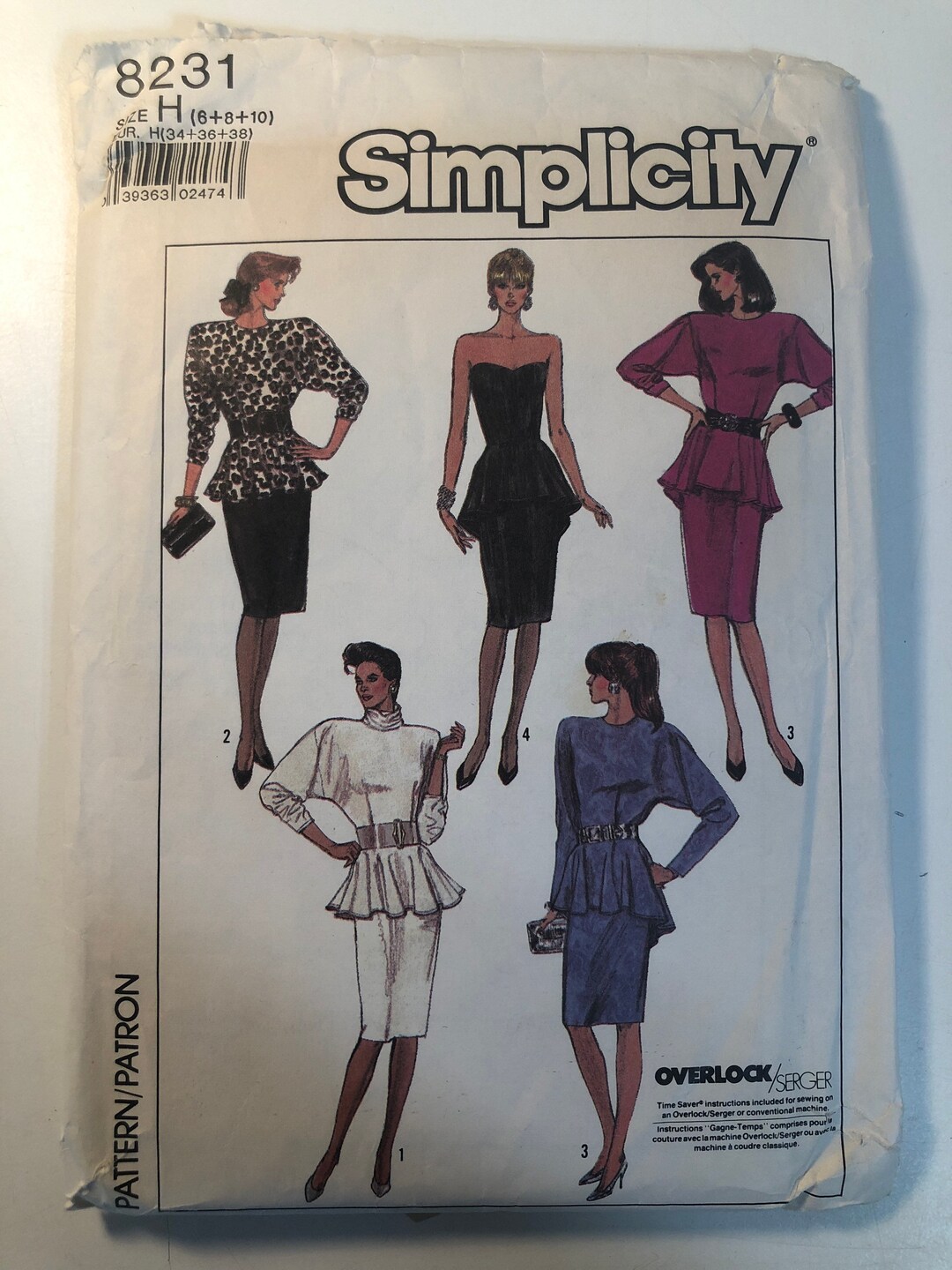 Simplicity Pattern 8231, Simplicity Vintage Sewing Pattern, Pattern ...