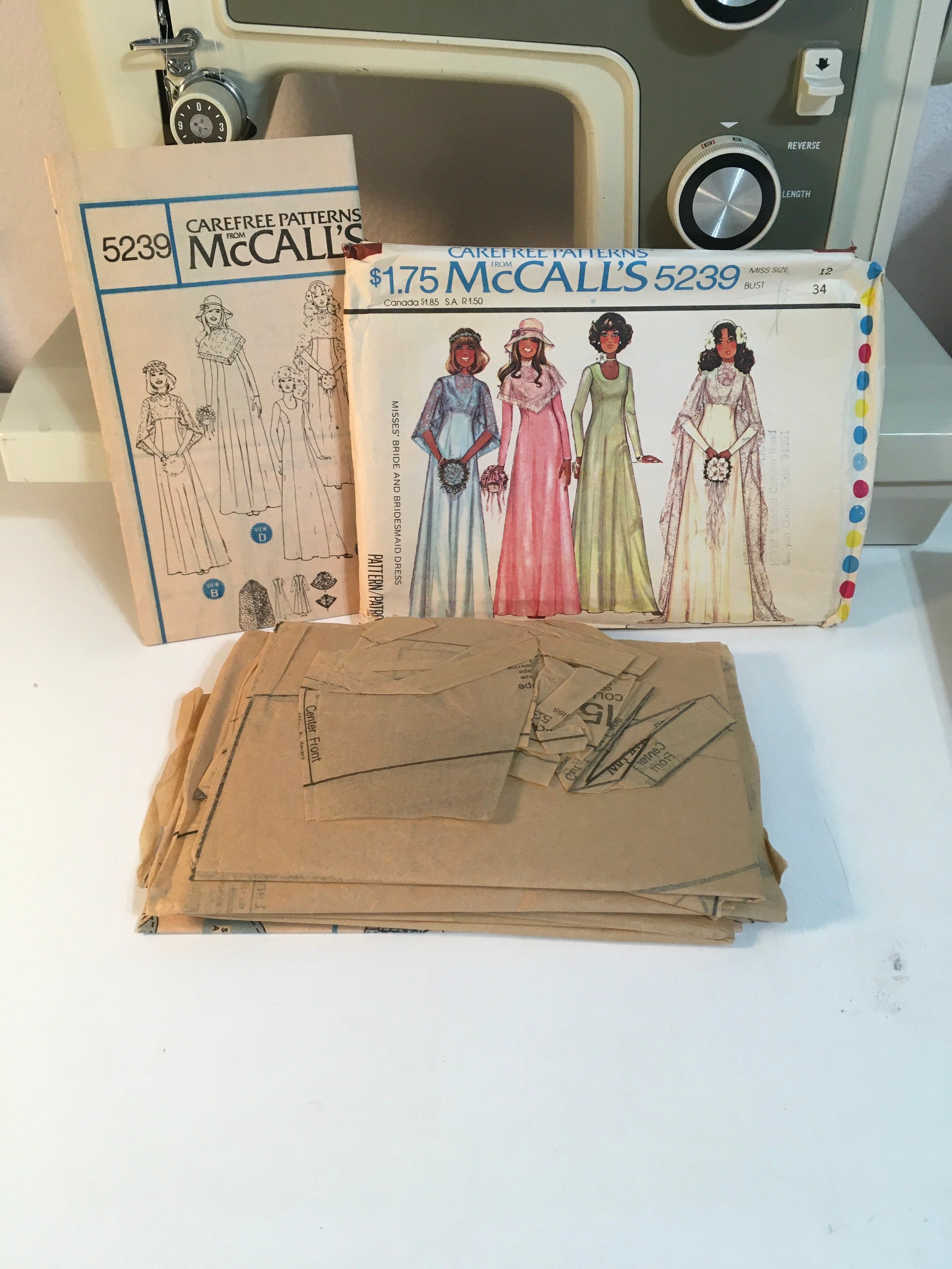 Mccalls Pattern 5239, Mccalls Vintage Sewing Pattern, Wedding Dress ...