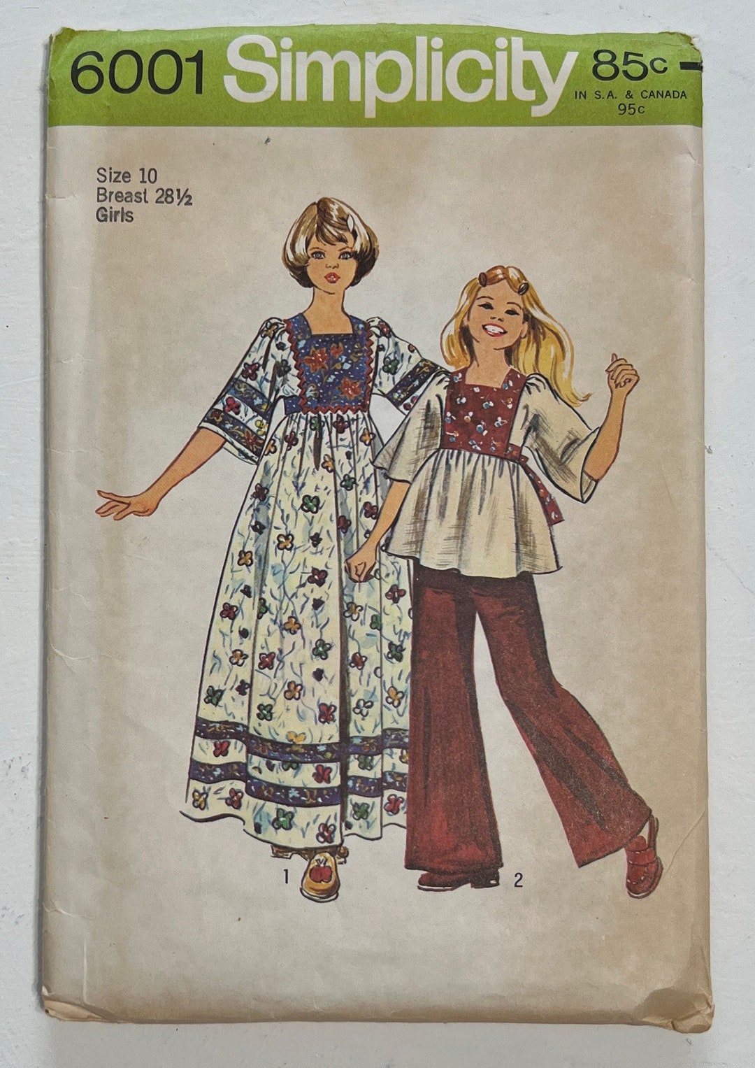 Simplicity Pattern 6001, Vintage Sewing Pattern, Girls Size 10, Girls ...