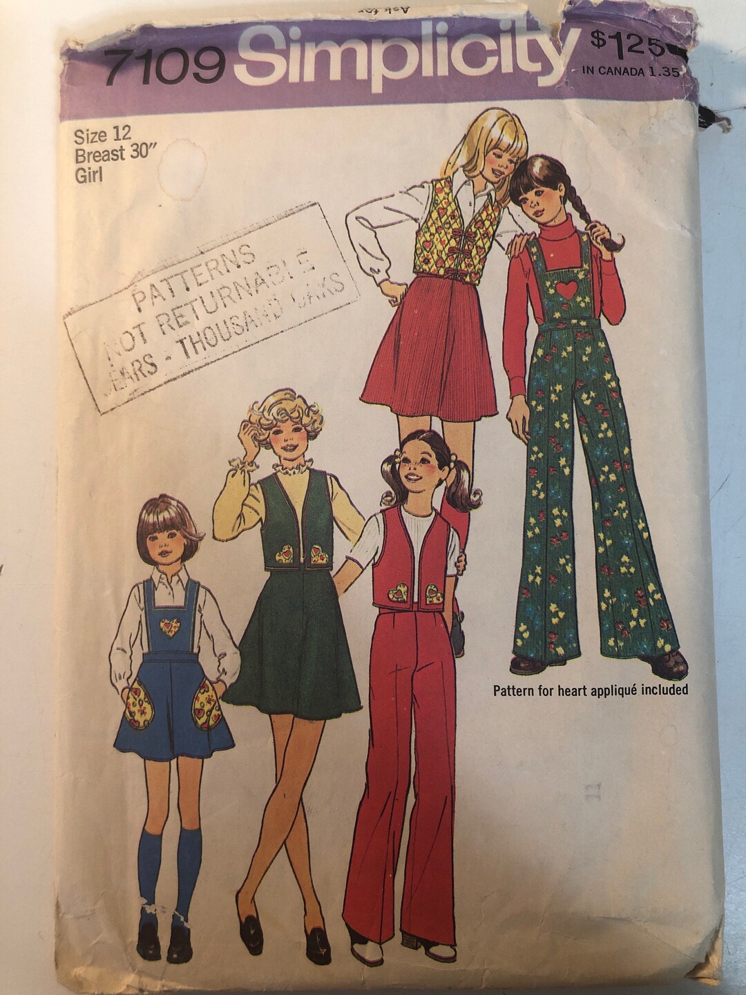 Simplicity Vintage Sewing Pattern, Simplicity Pattern 7109, Size 12 ...