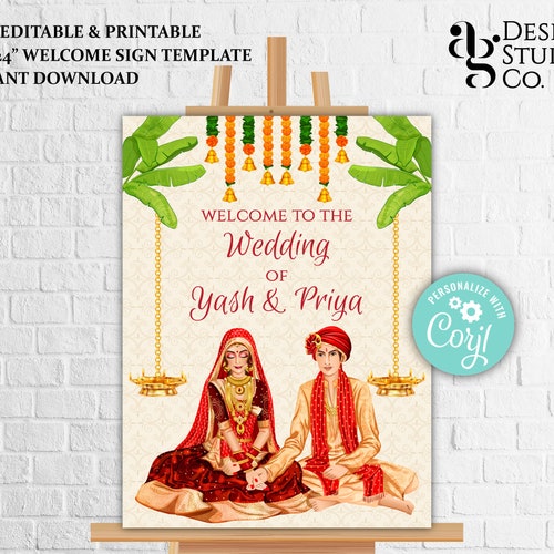 Sign for Hindu Wedding & Indian Wedding Welcome Signs Hindu - Etsy India
