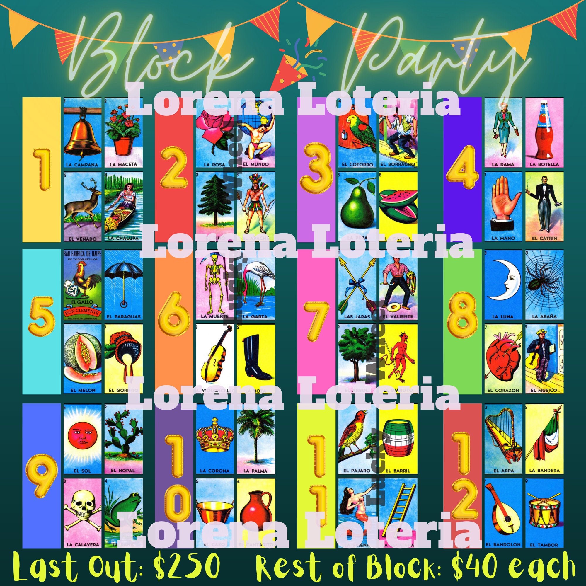 Loteria Digital Board Block Party Multiple Winners - Etsy