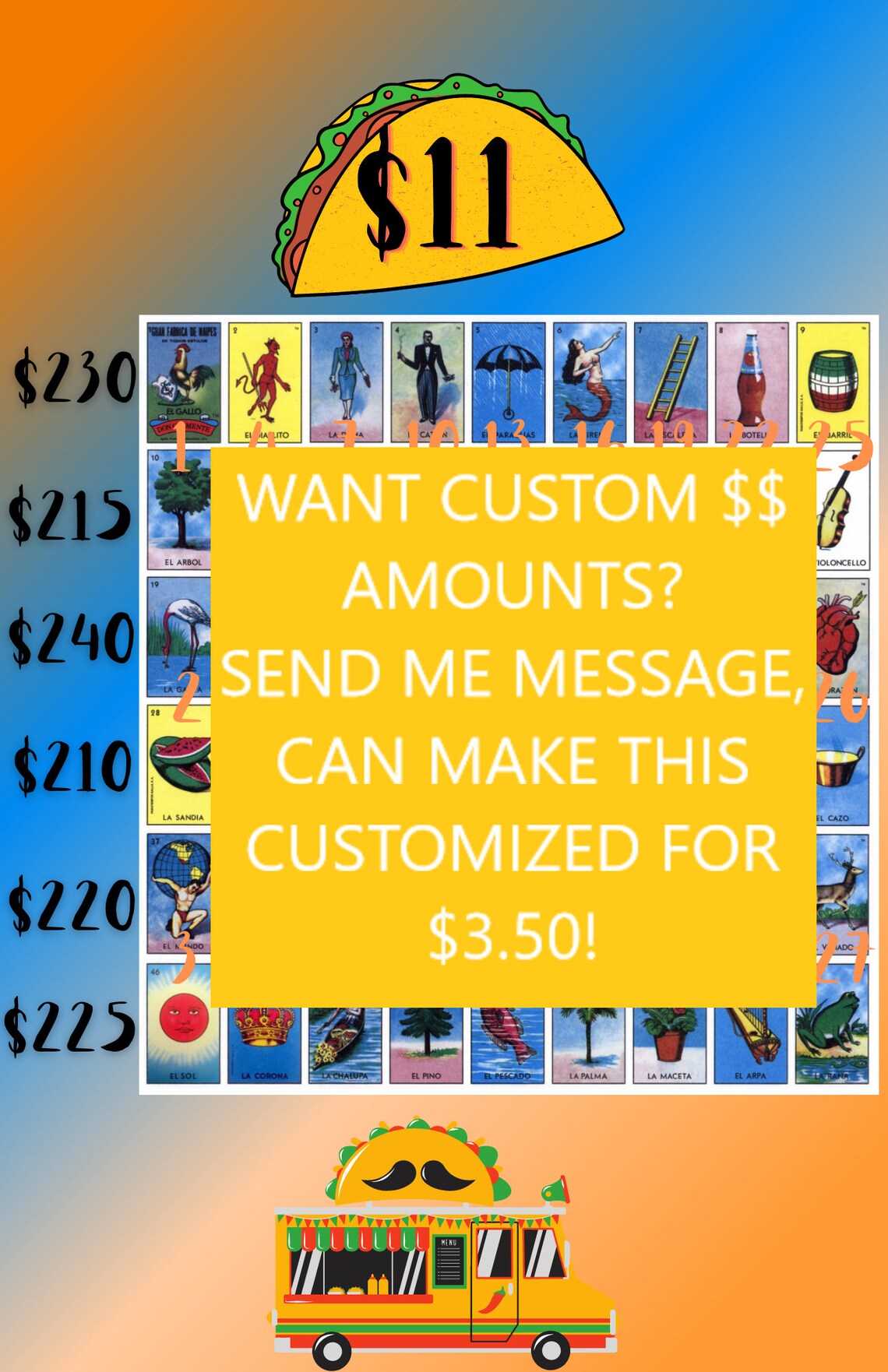 Loteria Digital Board Taco Tuesday 27 Numbers - Etsy