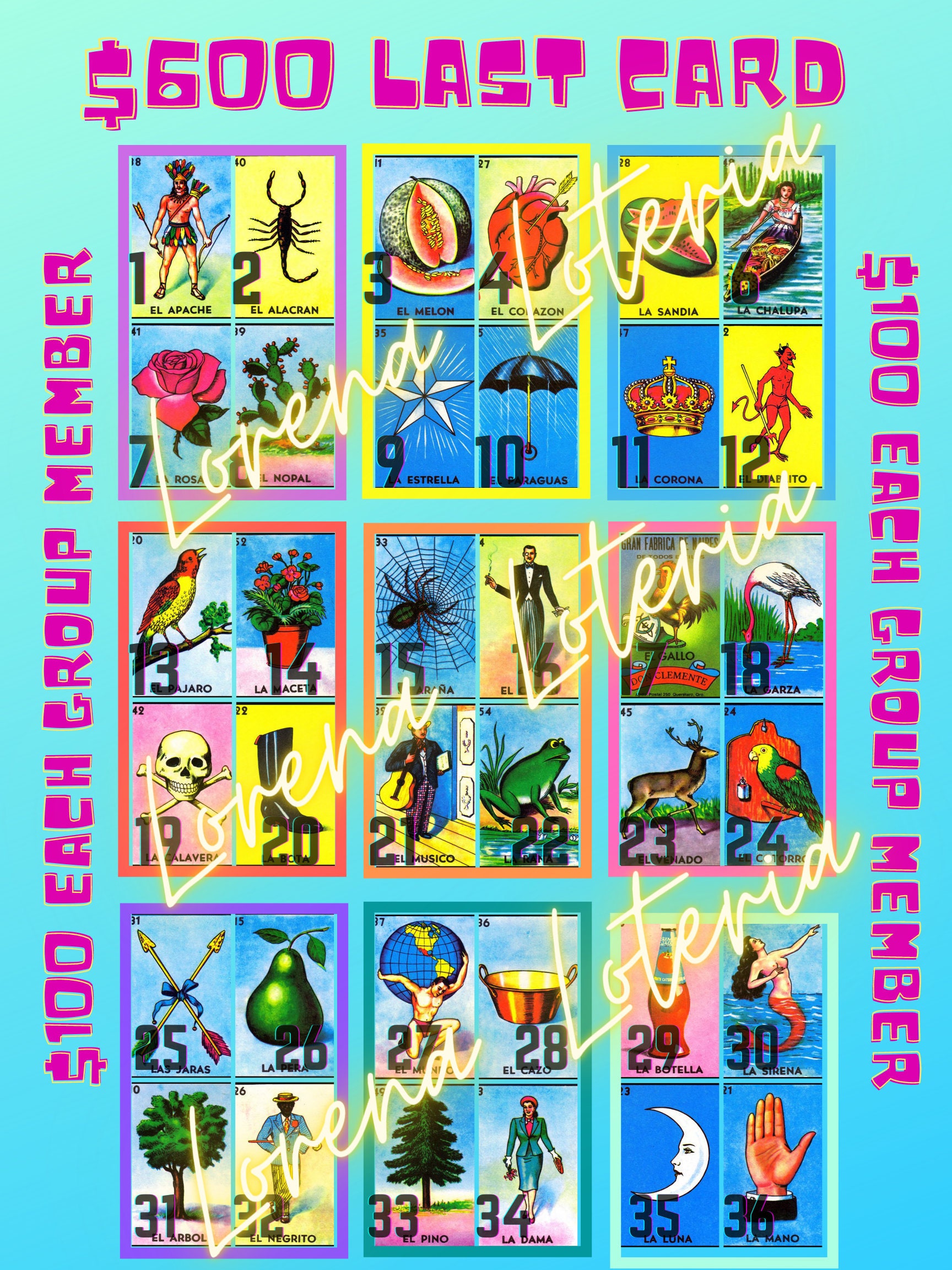 Loteria Digital Board 4 Winners Group Winners - Etsy