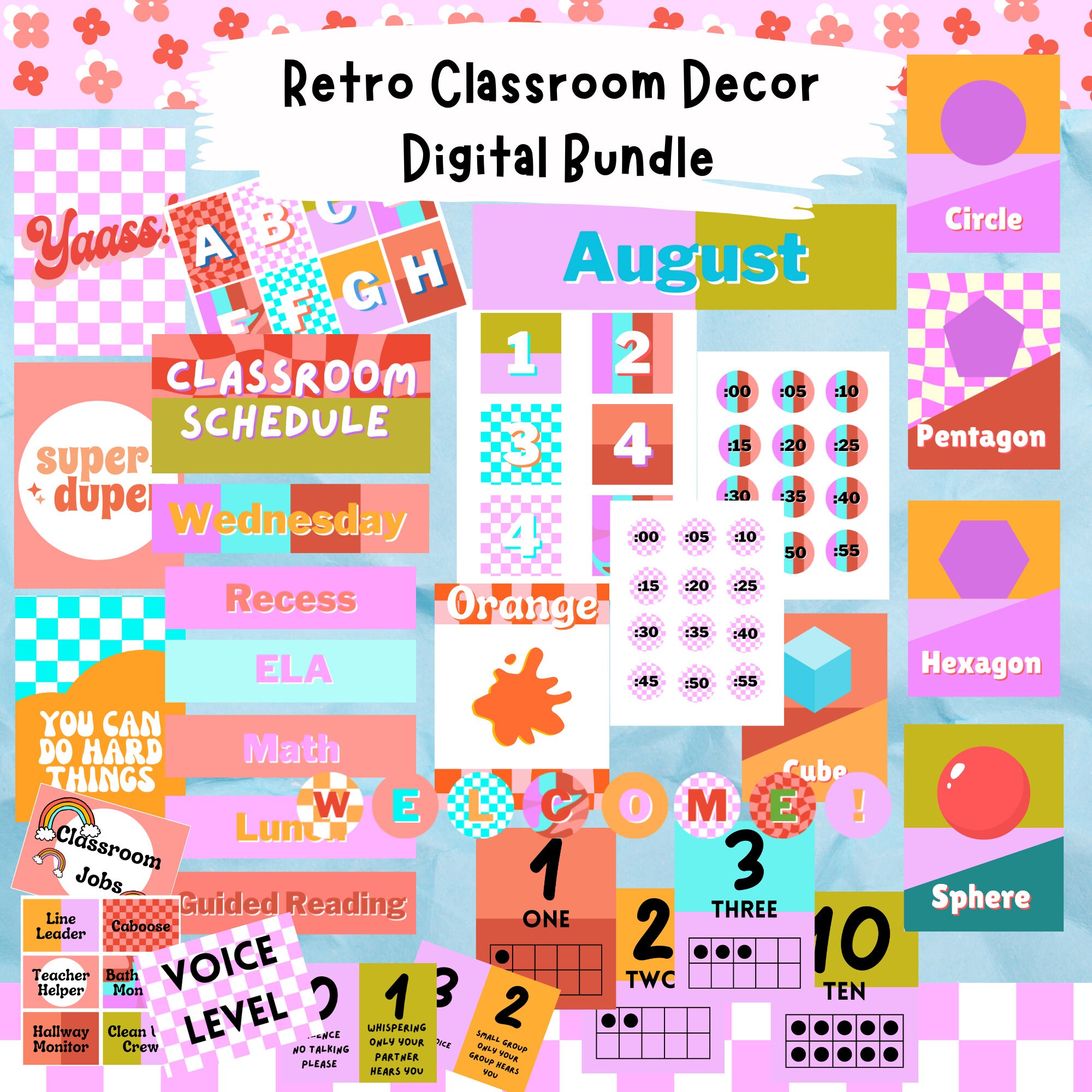 Retro Classroom Decor Bundle Digital - Etsy