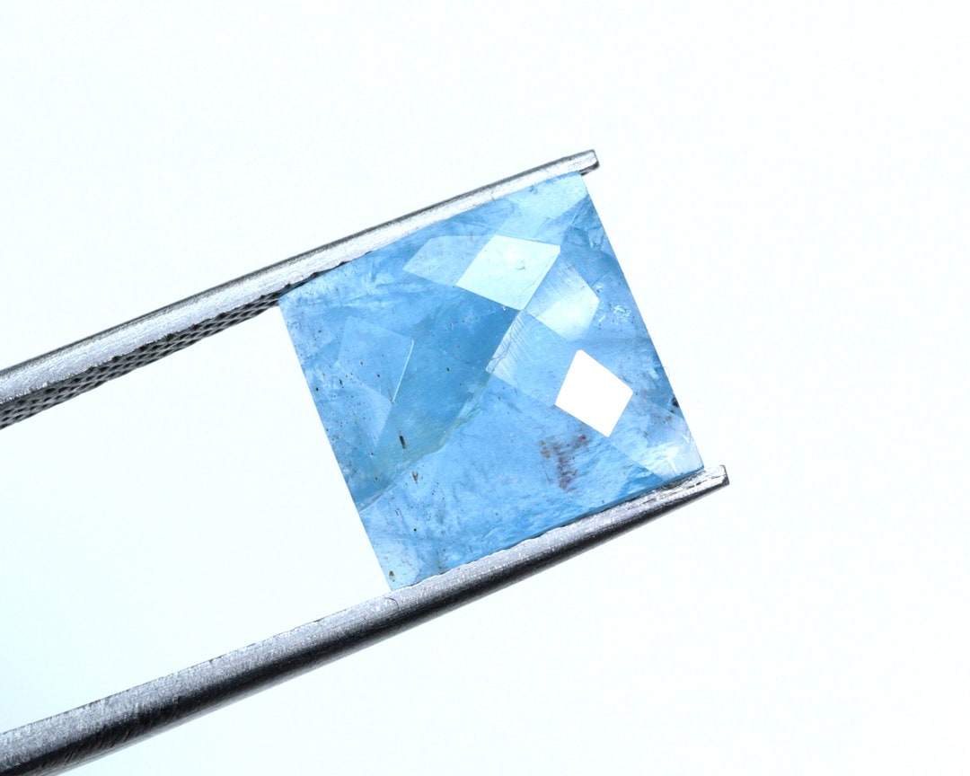 Blue Aquamarine Square Stone Checker Cut Stone Briolette - Etsy
