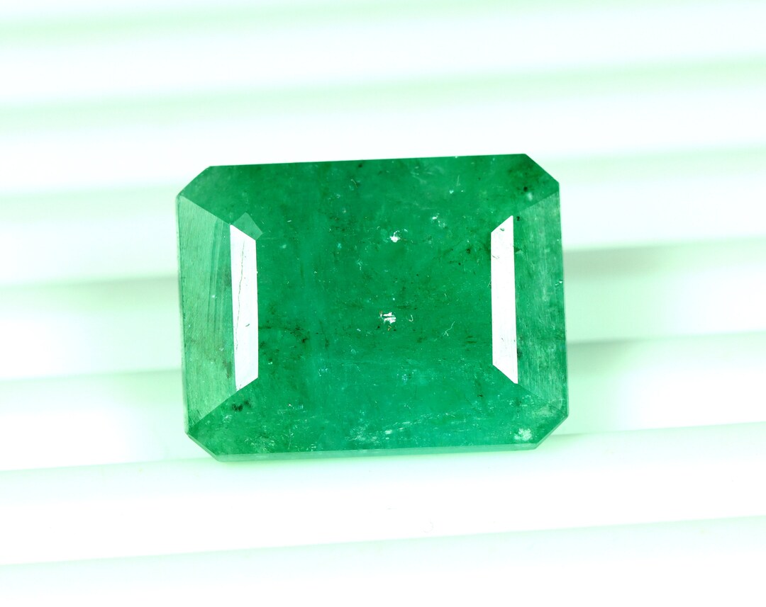 Natural Beryl Emerald Gemstone Green Emerald Faceted Gemstone Rectangle ...