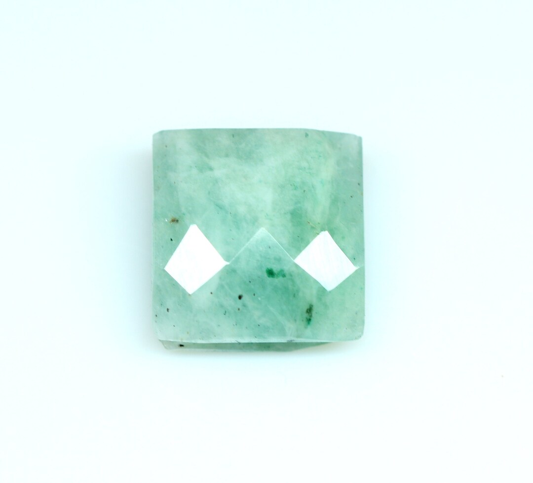 Green Emerald Rose Cut Faceted Gemstone 10mm Square Shape Russian Beryl ...