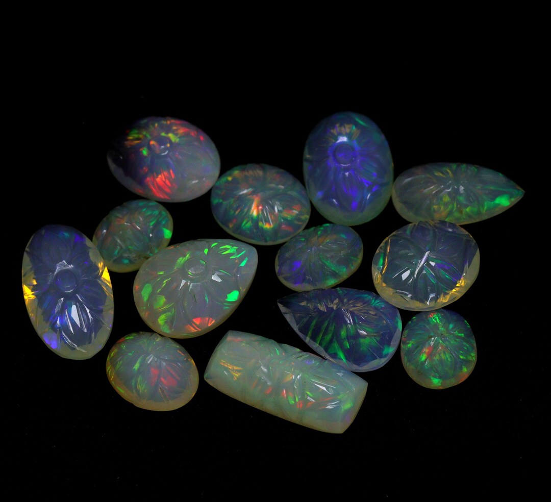Multi Fire Ethiopian Opal Gemstone Mix: Faceted Carved Loose Opals - Etsy
