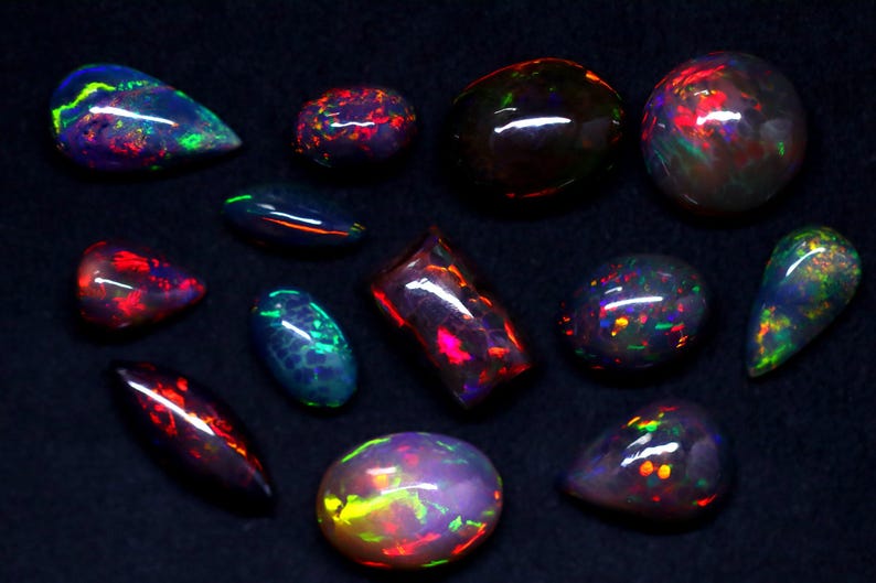 Natural Ethiopian Black Opal Cabochon Lot: Welo Opal Gemstone Mix - Etsy