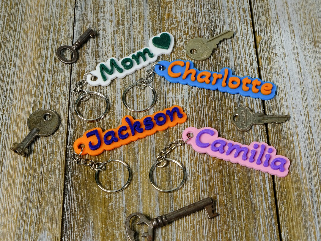 Custom Name Keychain in Curvy Font, Personalized Key Chain, Custom Name ...
