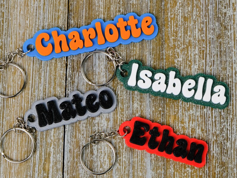 Custom Name Keychain in Groovy Font Personalized Key Chain - Etsy