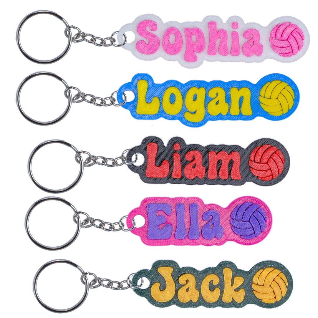 Groovy Font Custom Volleyball Keychain, Personalized Key Chain, Custom ...
