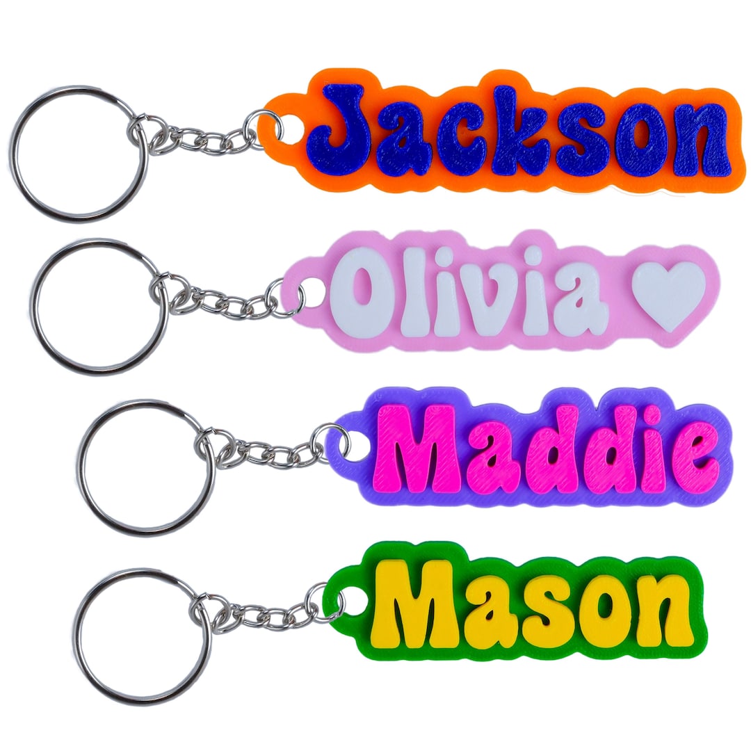 Custom Name Keychain in Groovy Font, Personalized Key Chain, Custom ...