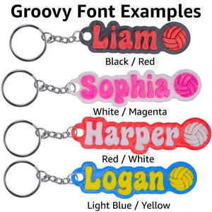 Groovy Font Custom Volleyball Keychain, Personalized Key Chain, Custom ...