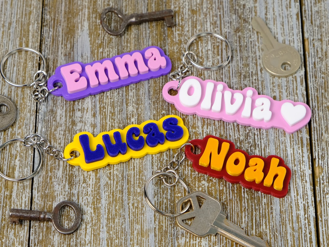 Custom Name Keychain in Groovy Font, Personalized Key Chain, Custom ...