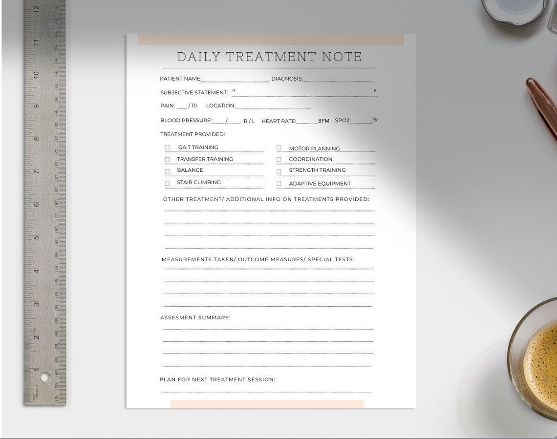 Daily Treatment Note Physical Therapy | Etsy