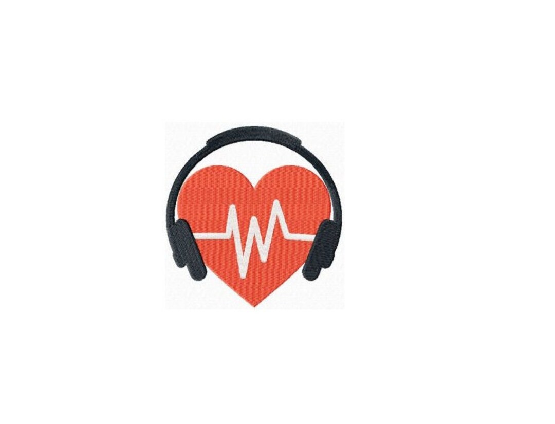 Music Listen to Your Heart Embroidery Design. Heart, Listen, Curve ...
