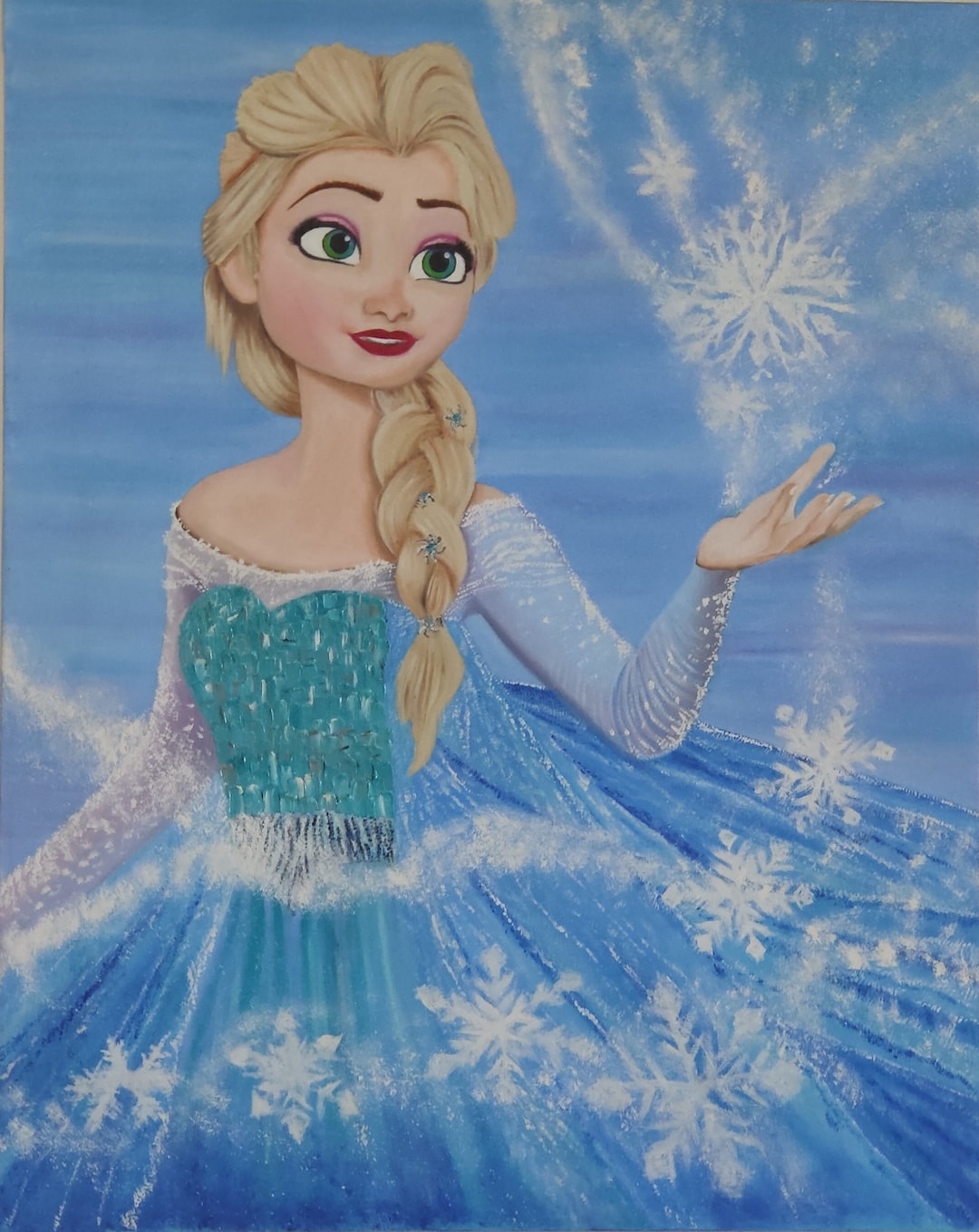 Elsa Frozen is Looking Amazing When Painted on Stretched Canvas With ...