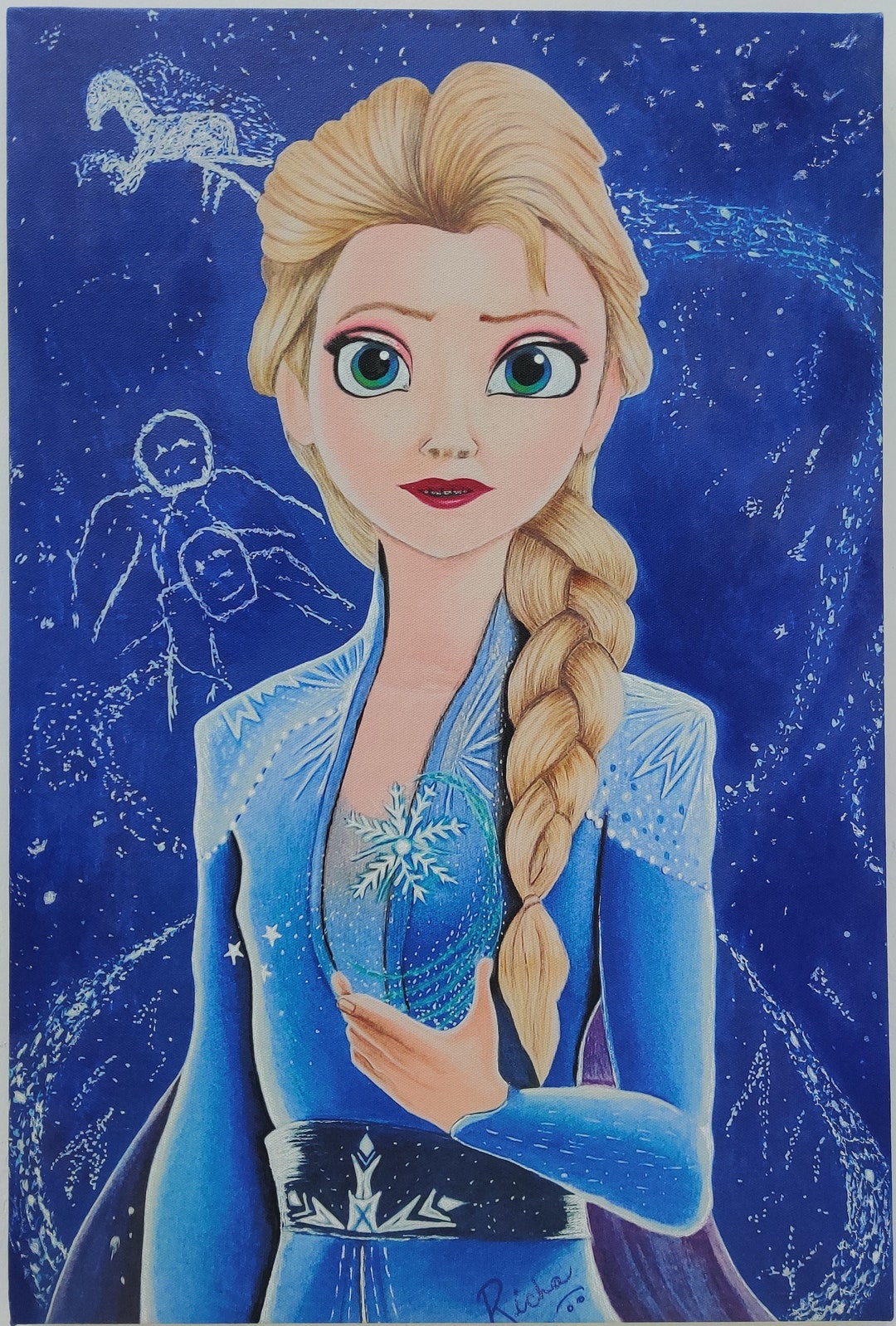 Elsa Frozen is Looking Amazing When Painted on Stretched Canvas With ...