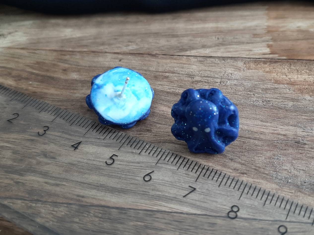 Handmade octopus earrings Octopus stud earrings Polymer - Etsy España