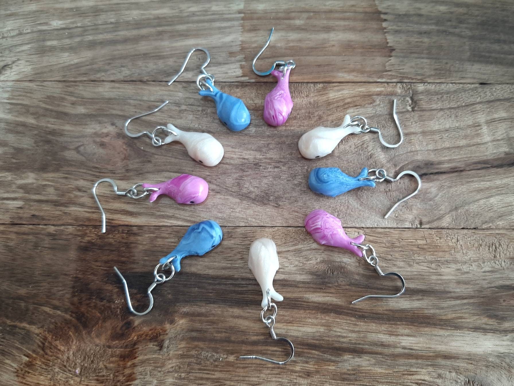 Handmade whale earrings Polymer clay earrings Blue whale | Etsy